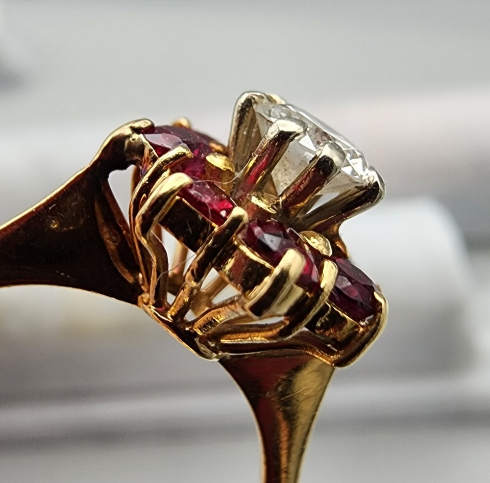 14k 585 Gold YG .48ct VSH Natural Diamond .8ctw Natural Ruby Sz 9 Ring ...