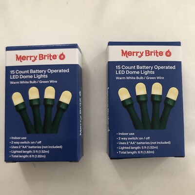 2x MERRY BRIGHT 15 CT BATTERY OPERATED LED LIGHTS Warm White Craft ...