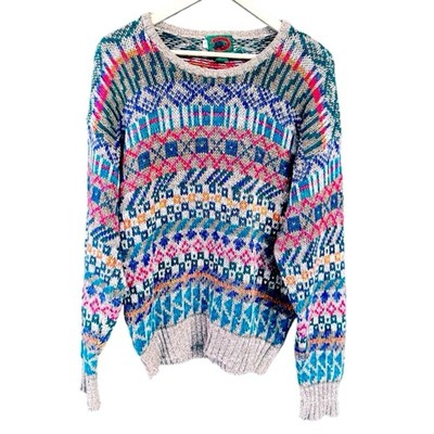 Vintage Boston Traders 100% Cotton Sweater Crew Neck Pullover Multi ...