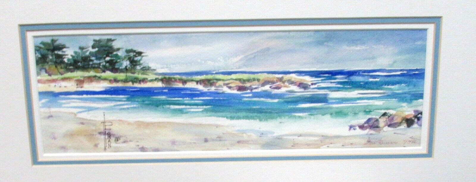 LOU ROMAN "CARMEL COAST 17 MILE DUNES" ORIGINAL WATERCOLOR SEASCAPE ...
