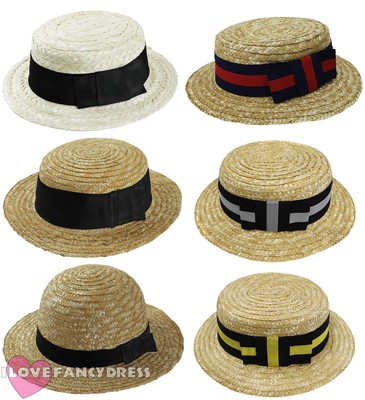 STRAW BOATER HAT 1920S ROWING BOAT BARBER SHOP FANCY DRESS COSTUME ...