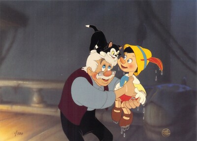 Walt Disney Pinocchio Movie Together Again Gepetto Figaro Cat Adv Art ...