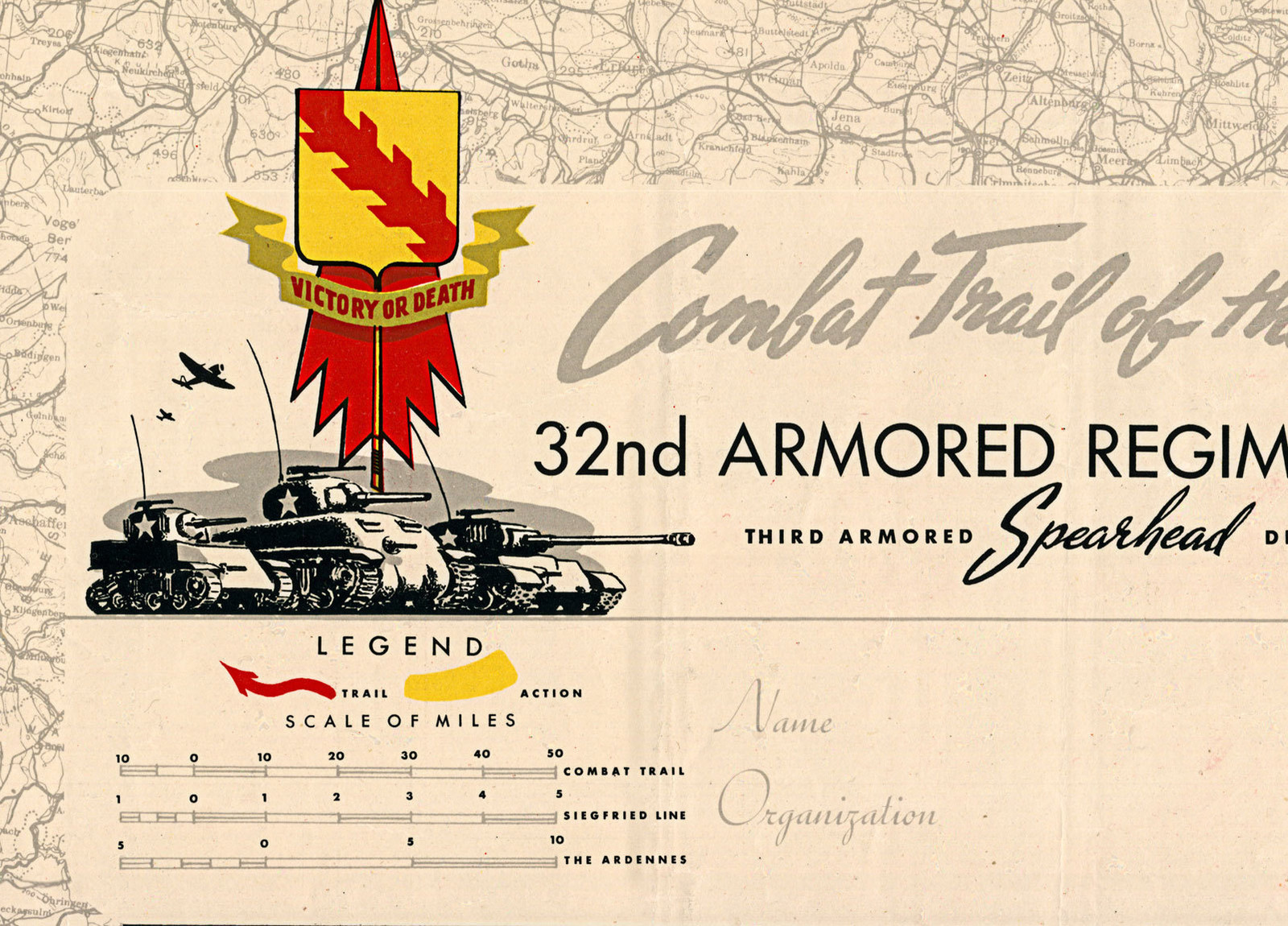 Trail of the 32nd Armored Infantry Regiment US Army Military War WWII ...