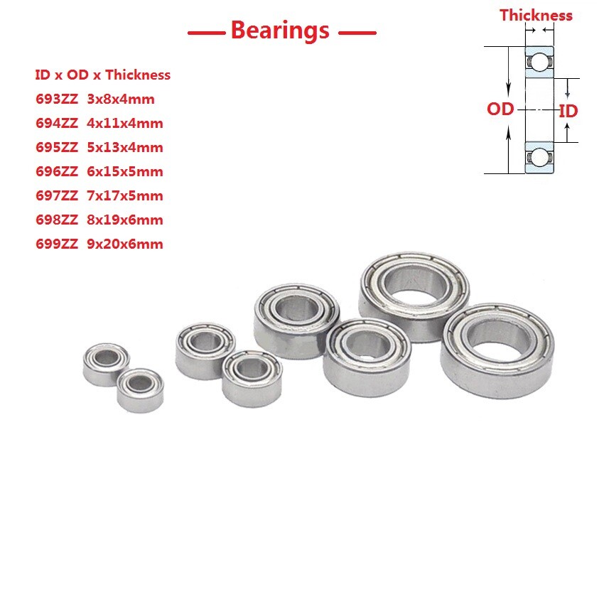 Miniature Double Shielded Bearings 693 694 695 696 697 698 699ZZ ...