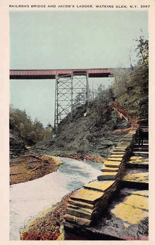 Watkins Glen NY New York Railroad Train Bridge Finger Lakes Vtg ...