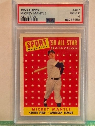1958 Topps 487 Mickey Mantle AS All Star PSA 4 | eBay