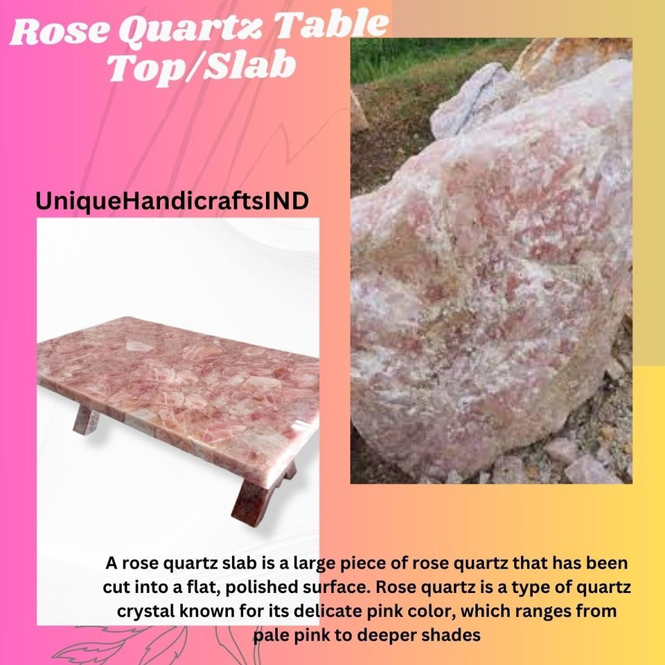 Pink Rose Quartz Table / Rose Quartz vanity Top / Rose Quartz Counter ...