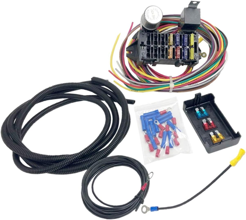 12V 10 Circuit Basic Wire Harness Fuse Box Street Hot Rat Rod Wiring ...