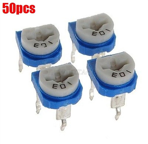 50Pcs Adjustable Resistor Blue White 100 Ohm Resistance New Ic vp | eBay