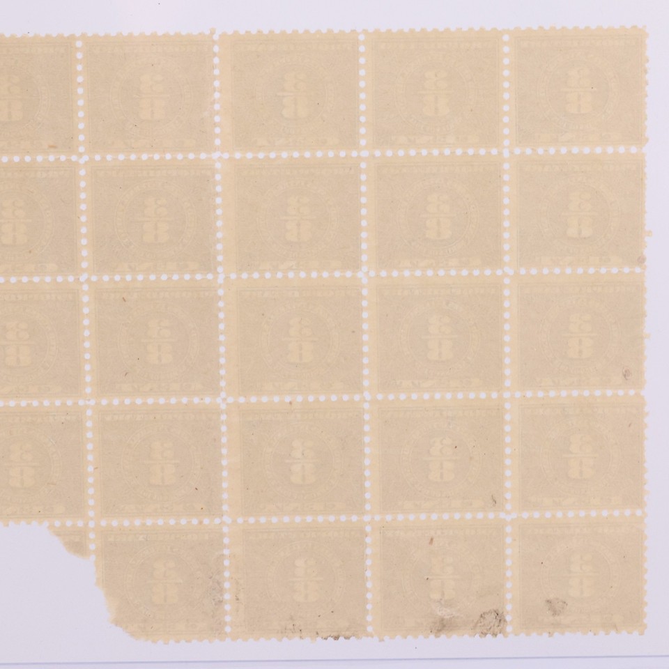 US 1871 Proprietary Revenue Stamp 3/8 Cent 16-Stamp Sheet MNH Mint Lot ...