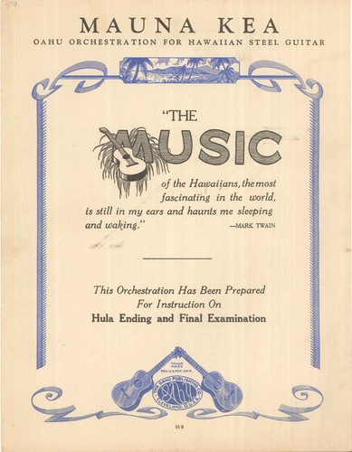 Mauna Kea Sheet Music Hawaiian Guitar Voice 1933 Stanley Fernandez Hula ...