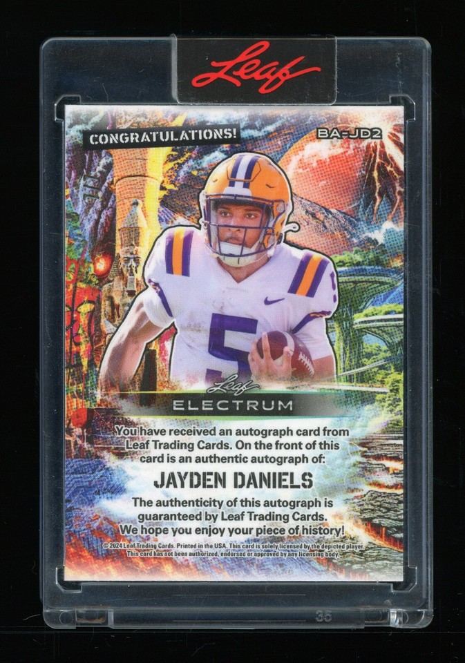 2024 Leaf Electrum Purple Jayden Daniels Auto Autograph RC Rookie 7/7 ...