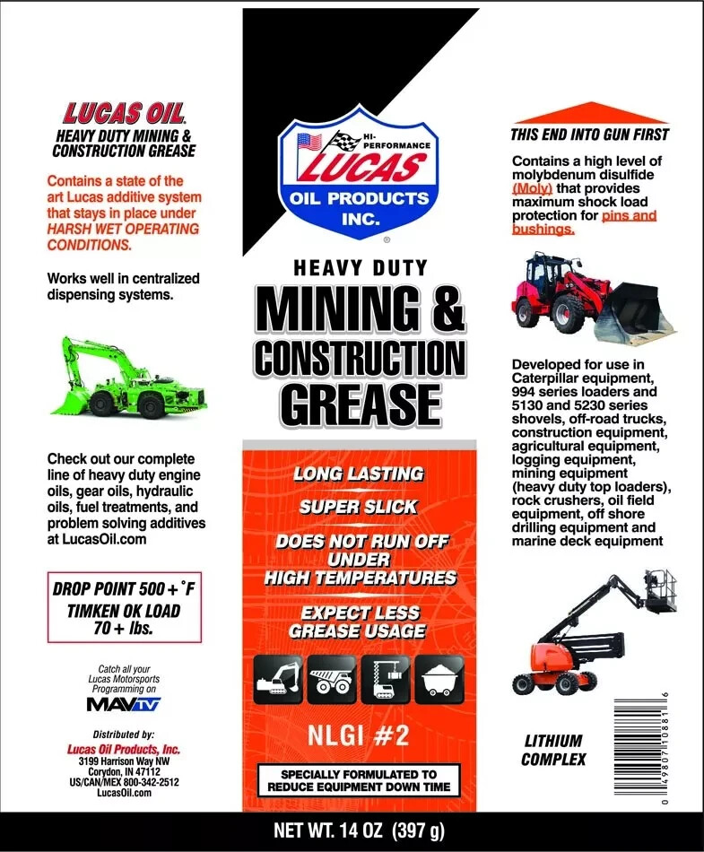 Lucas Oil 10881-30 Heavy Duty Mining & Construction Grease 14 Ounce ...