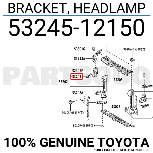5324512150 Genuine Toyota BRACKET, HEADLAMP 53245-12150 | eBay