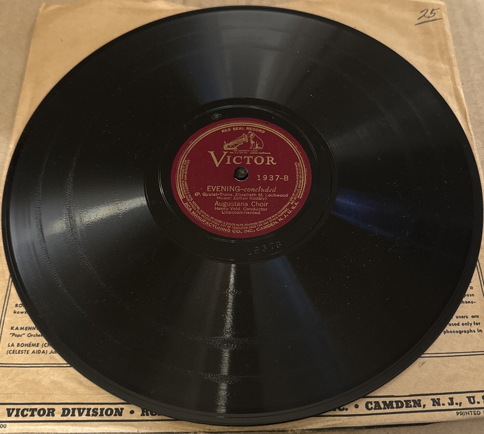 Victor 78 RPM Augustana Choir - Evening 1937 V++ Unaccompanied | eBay