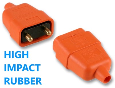 2 Pin Rubber Orange Mains Electrical 250V 10 Amp Inline In-Line ...