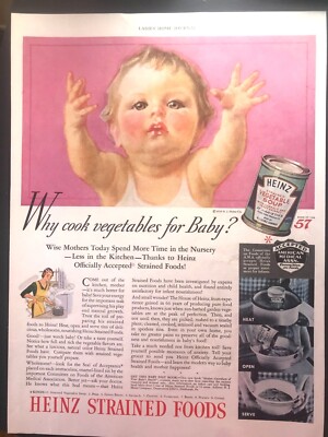 Print Ad 1935 Heinz Can Baby Food Baby Diet Book Wee One Reaching Out ...