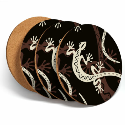 4 Set - Aztec Lizards Gecko Animal Coasters - Kitchen Drinks Coaster ...
