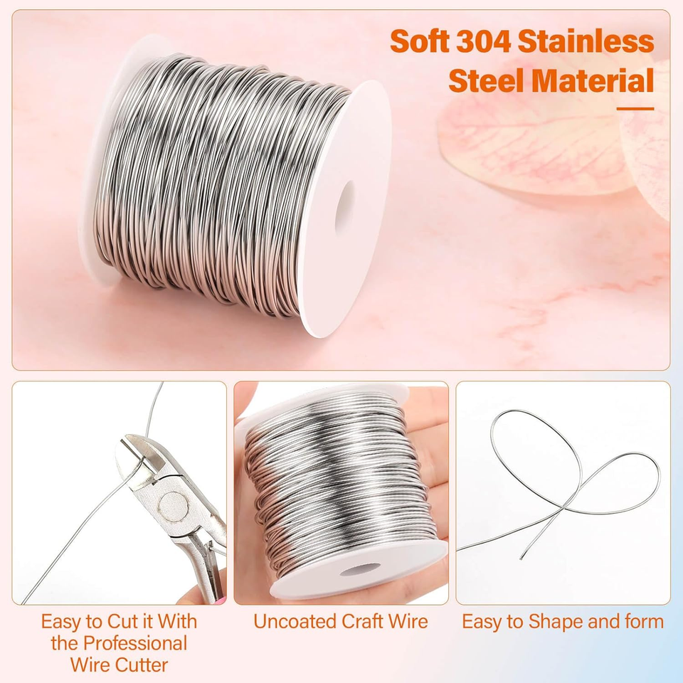 18 Gauge Stainless Steel Wire, 1Mm Bailing Wire for Jewelry Making and ...