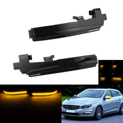 2x Dynamic LED Wing Mirror Indicator Signal Light For Volvo V40 S60 S80 ...