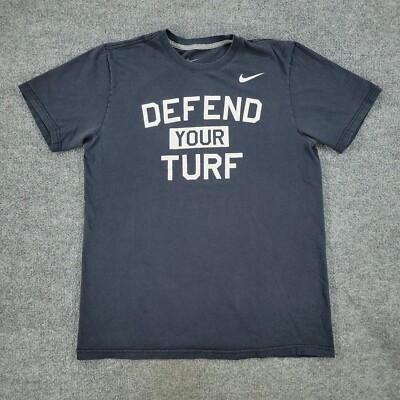 Nike Shirt Men Large Black Defend Your Turf Logo Graphic Tee Short ...