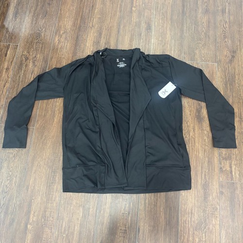 Xersion Athletic Jacket Womens XL Black Stretch Quick Dri Open Front ...