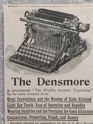 The Densmore Typewriter New York Victorian Print Ad 1894 1890s D1 | eBay