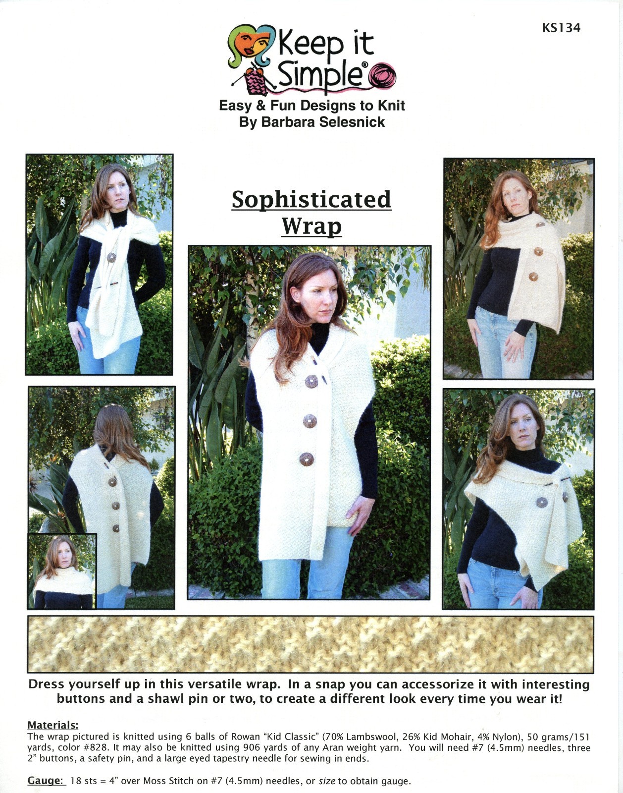 Sophisticated Wrap Keep It Simple Knitting Pattern #KS134 Easy - Wear ...