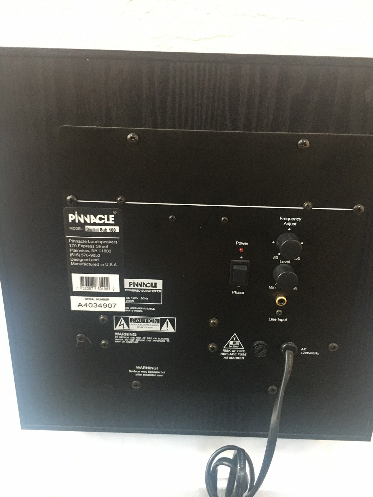 PINNACLE Digital Sub 100 Powered Subwoofer | eBay