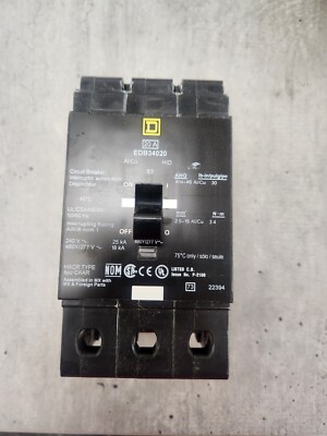 SQUARE D EDB34020 CIRCUIT BREAKER 20AMP 3POLE | eBay