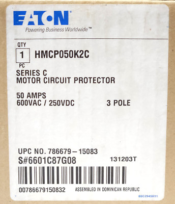 EATON CUTLER HAMMER HMCP050K2C 50 AMP Type HMCP Motor Circuit Protector ...