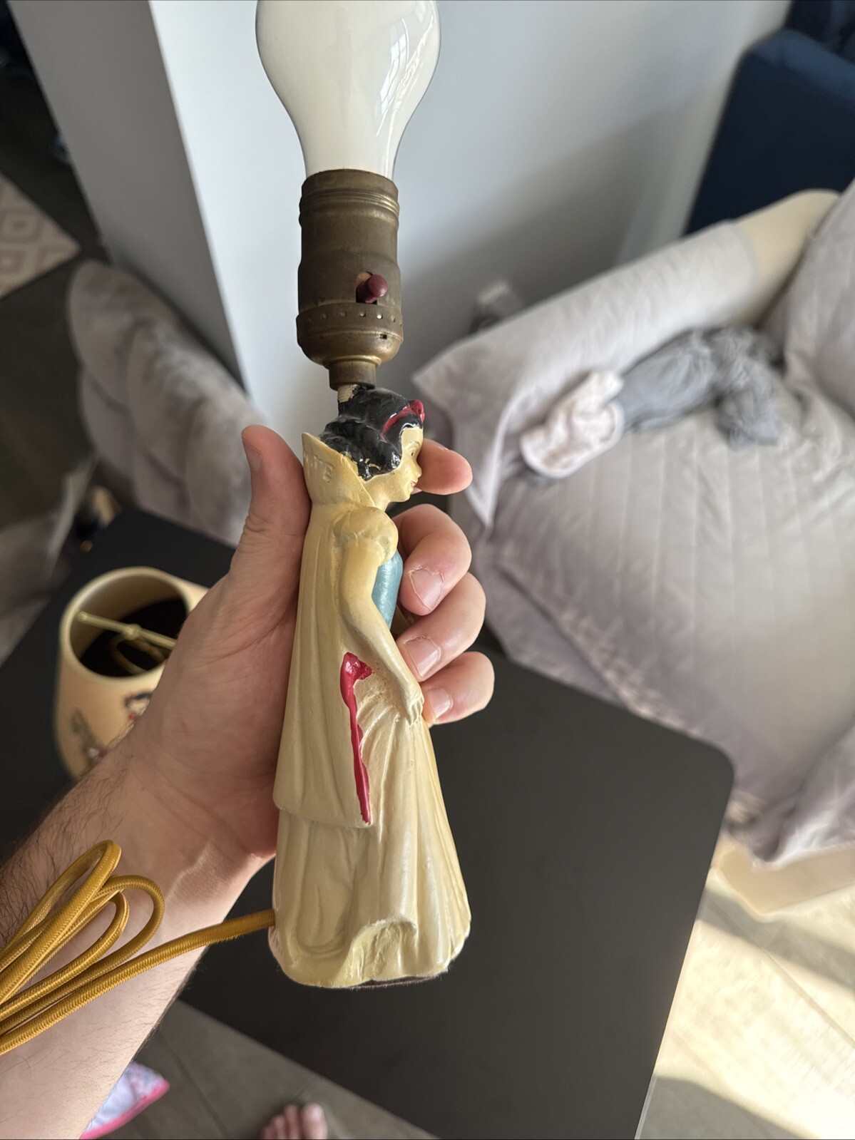 1938 Antique WALT DISNEY Lamp Snow White & 7 Dwarves Modeware Light ...