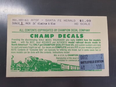 Vintage Champ Decals HH-61 ATSF Santa Fe Herald Aluminum & Blue HO | eBay