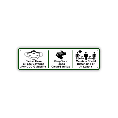 Wear A Face Covering Per CDC Aluminum Metal Sign - Notice Alert Tin ...