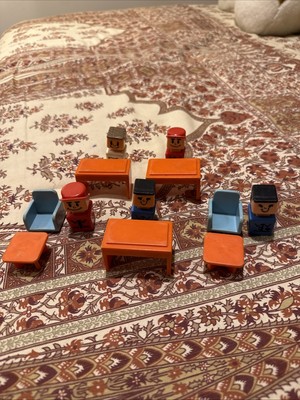 Vintage Playskool playset blockhead square people lot of 5 and Tables ...