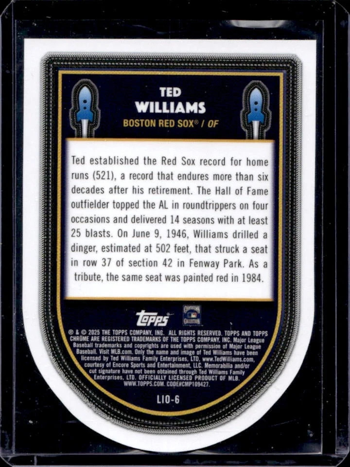 2025 Topps Cosmic Chrome Ted Williams Launched Into Orbit #LIO-6 Red ...