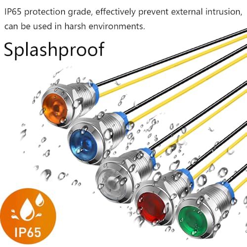 5Pcs 10mm 110V-220VAC LED Metal Indicator Light Waterproof Signal Lamp ...