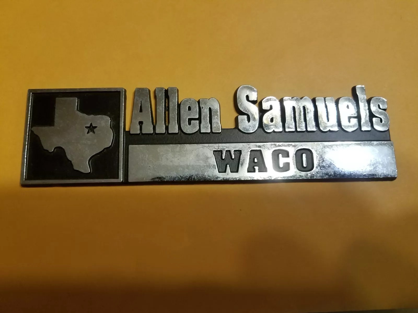 Allen Samuels--Waco Tx--Metal Dealer Emblem Car vintage SM356 | eBay
