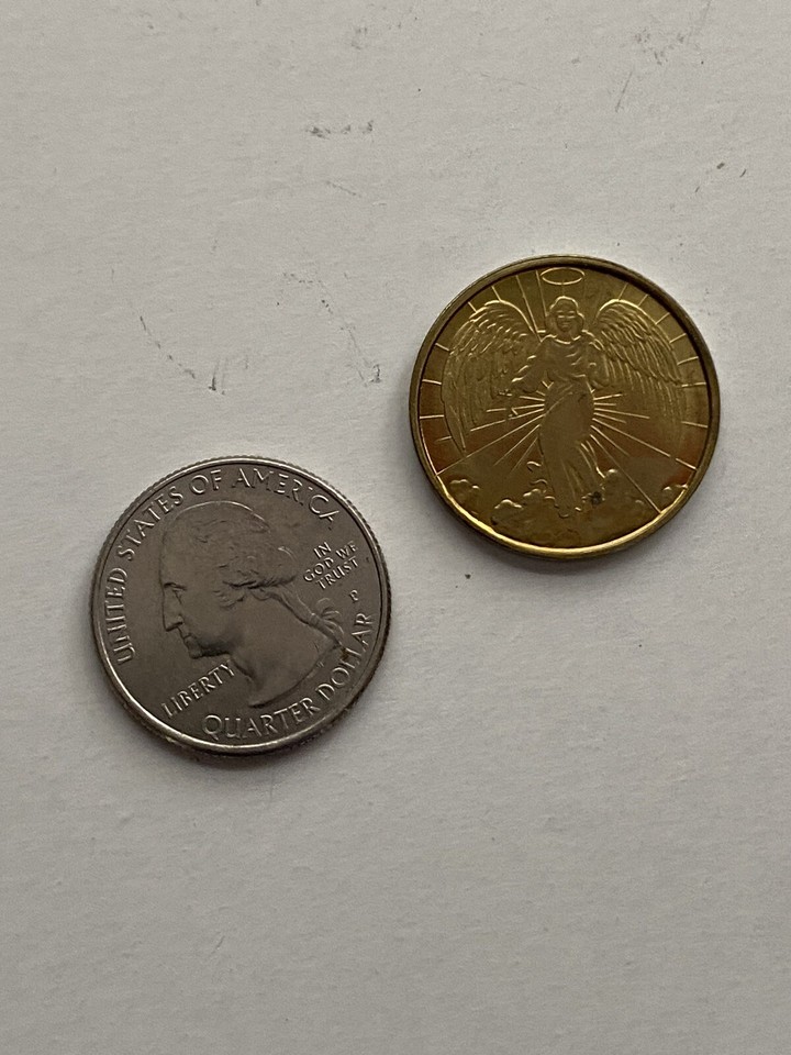 Angel In My Pocket Coin Gold Color Double Sided Guardian Angel Good ...