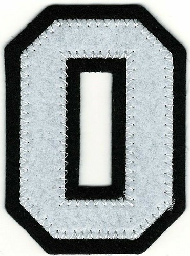 2 1/2" Tall White Black Block Varsity Letterman's Letter O Number 0 ...