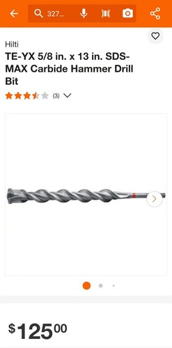 Hilti Hammer Drill Bit for Masonry and Concrete Drilling TE-Y 5/8" x 13 ...