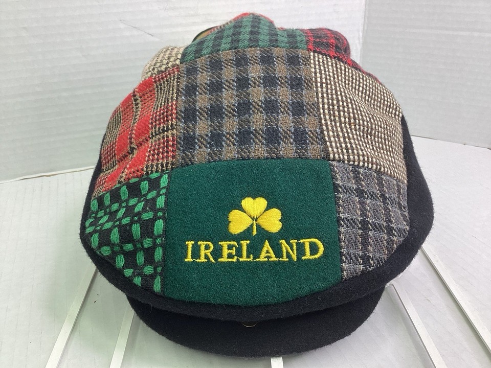 NWT Ireland Patchwork Wool Newsboy Hat Plaid Irish Paddy Cap Adjustable ...