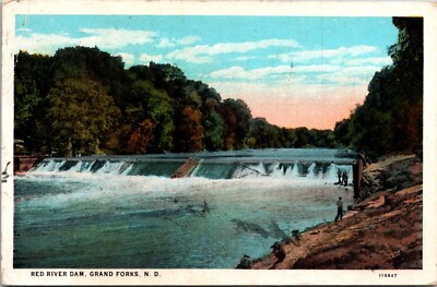 Postcard Red River Dam, Grand Forks North Dakota - Posted 1928 | eBay