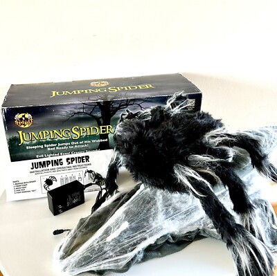Spirit Halloween JUMPING SPIDER (black) Original Box Motion Activated ...