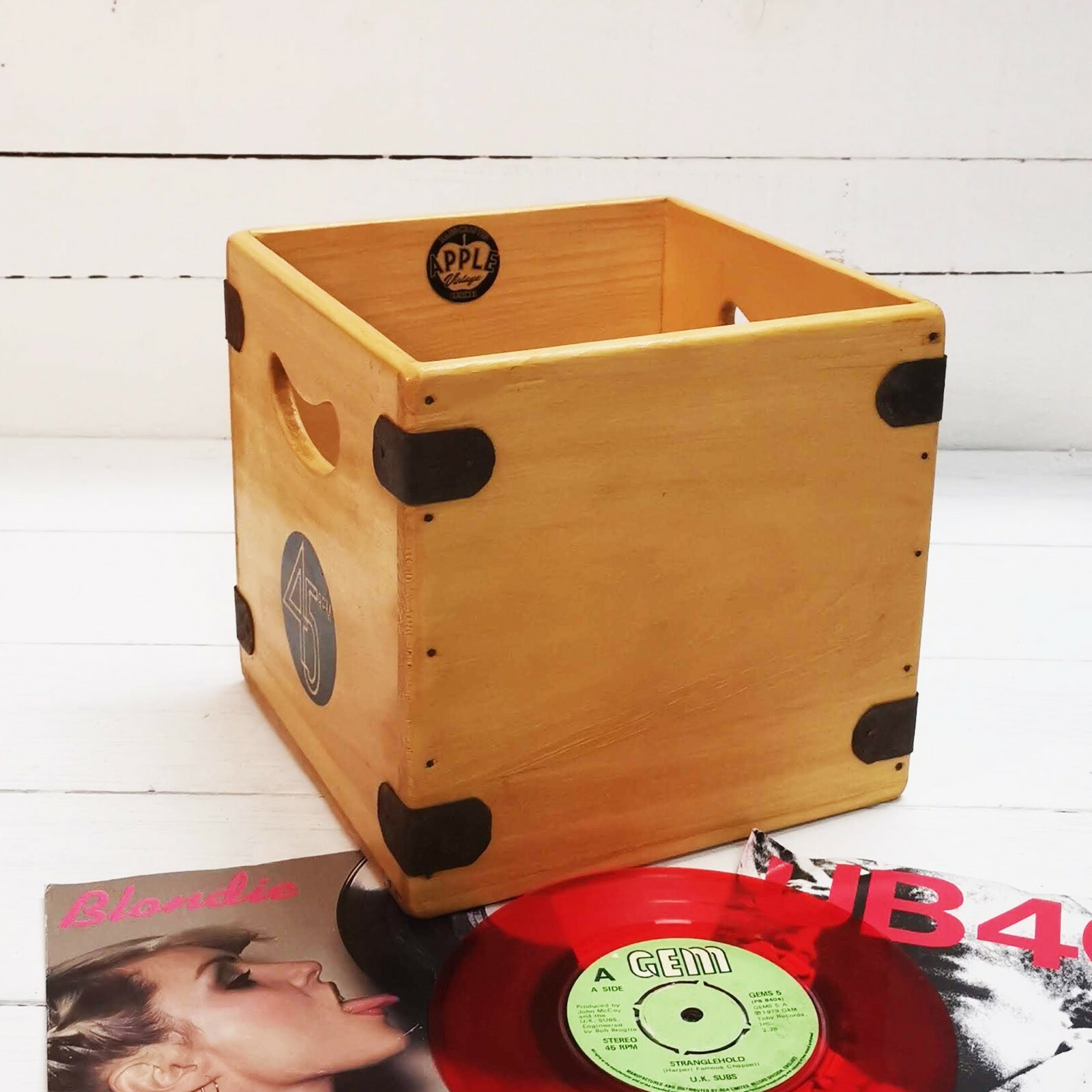 45 RPM Record Box 7" Singles Handcrafted Wooden Vinyl Crate Antique ...