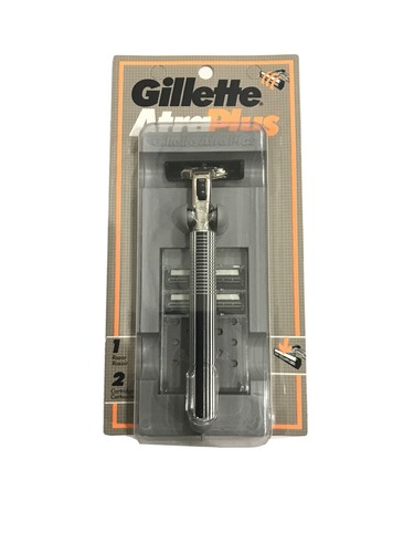 Vintage 1990 Brand New Gillette Atra Plus Metal Razor w/ 2 Cartridges ...