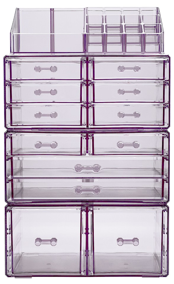 Extra Large Acrylic Makeup Organizer - 12 Drawers & 16 Comportments ...