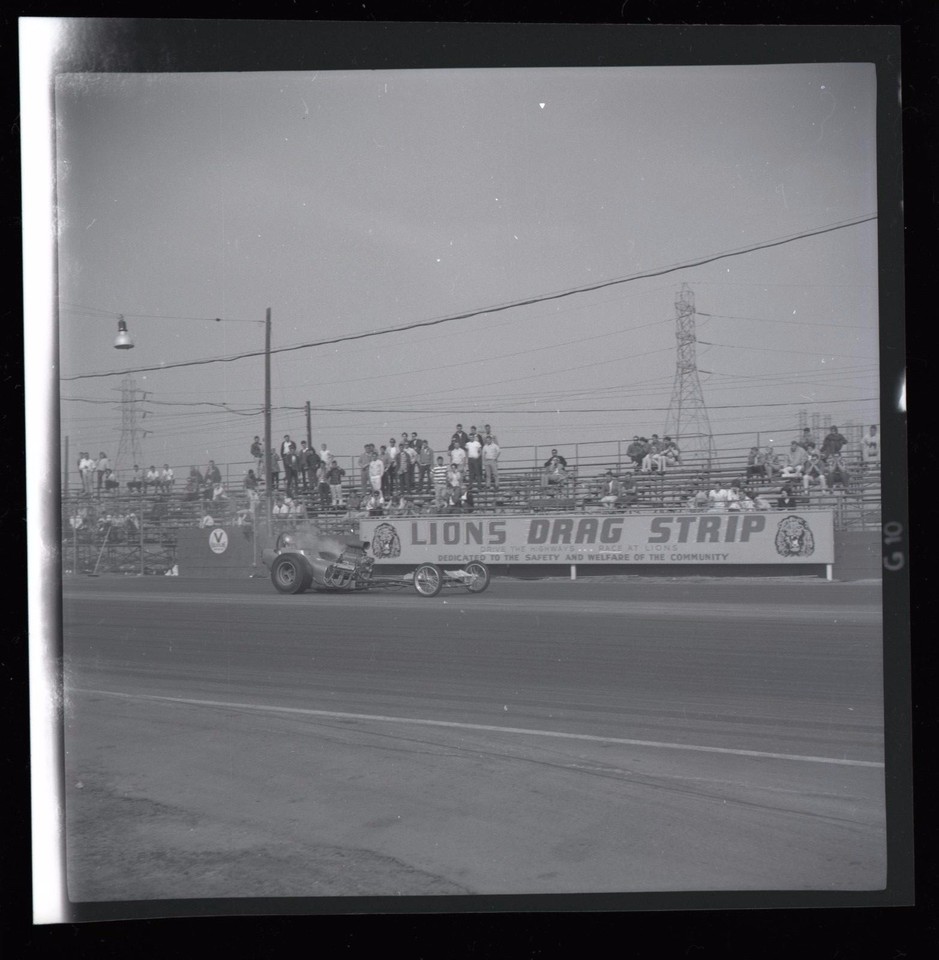 Lions Drag Strip - Front Engine Dragster Scene - Vintage B&W 120mm Race ...