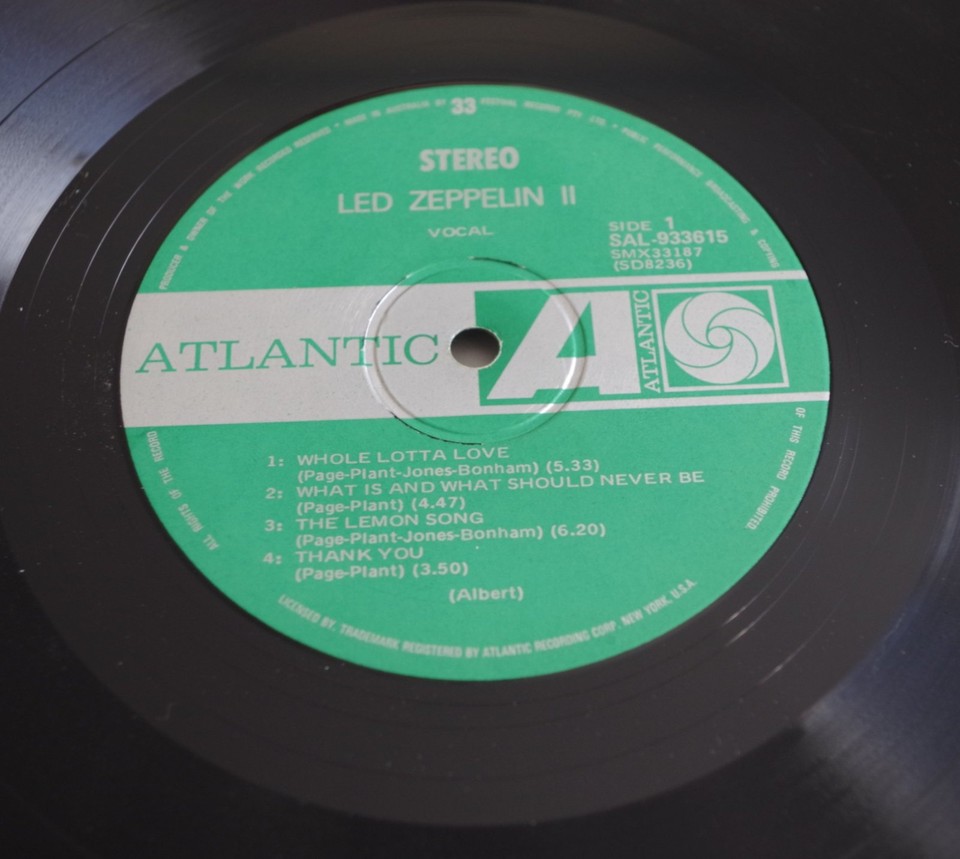 Led Zeppelin LED ZEPPELIN II Australian 1969 GREEN ATLANTIC Records ...