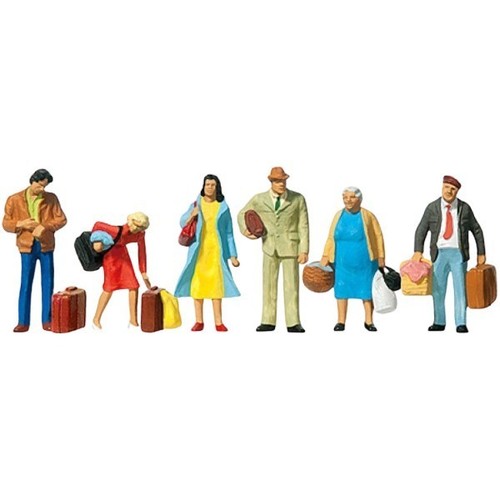 10114 Preiser Ho Set Characters 6 Pieces Travellers IN Waiting Scale 1: ...